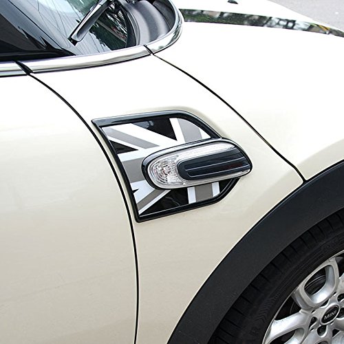 Side Scuttle Lamp Light Pattern Fender Panel Frame Cover Trim ABS for Mini Cooper F55 Hardtop F56 Hatchback ((Union Jack Black)