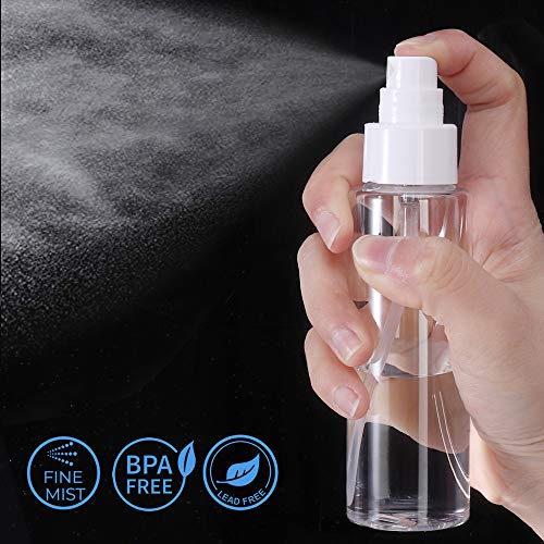 STARSIDE 4 Pack 100 ML Clear Plastic Spray Bottles with Fine Mist Sprayer.Refillable & Reusable Bottles for Essential Oils,Perfumes,Cleaning Products,Aromatherapy.6 Labels as gift.