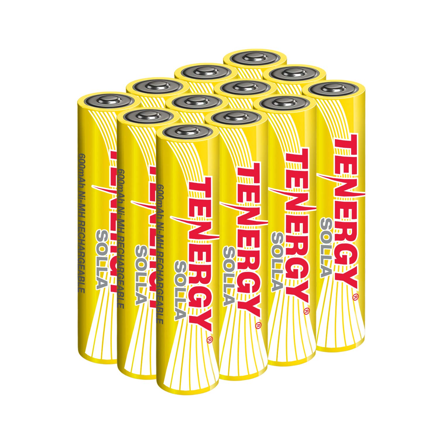 Tenergy Solla AAA Rechargeable NiMH Battery, 600mAh Solar Batteries for Outdoor Solar Lights, Outdoor Patio Lights, Anti-Leak, Outdoor Durability, 5+ Years Performance, 12 Pack, UL Certified