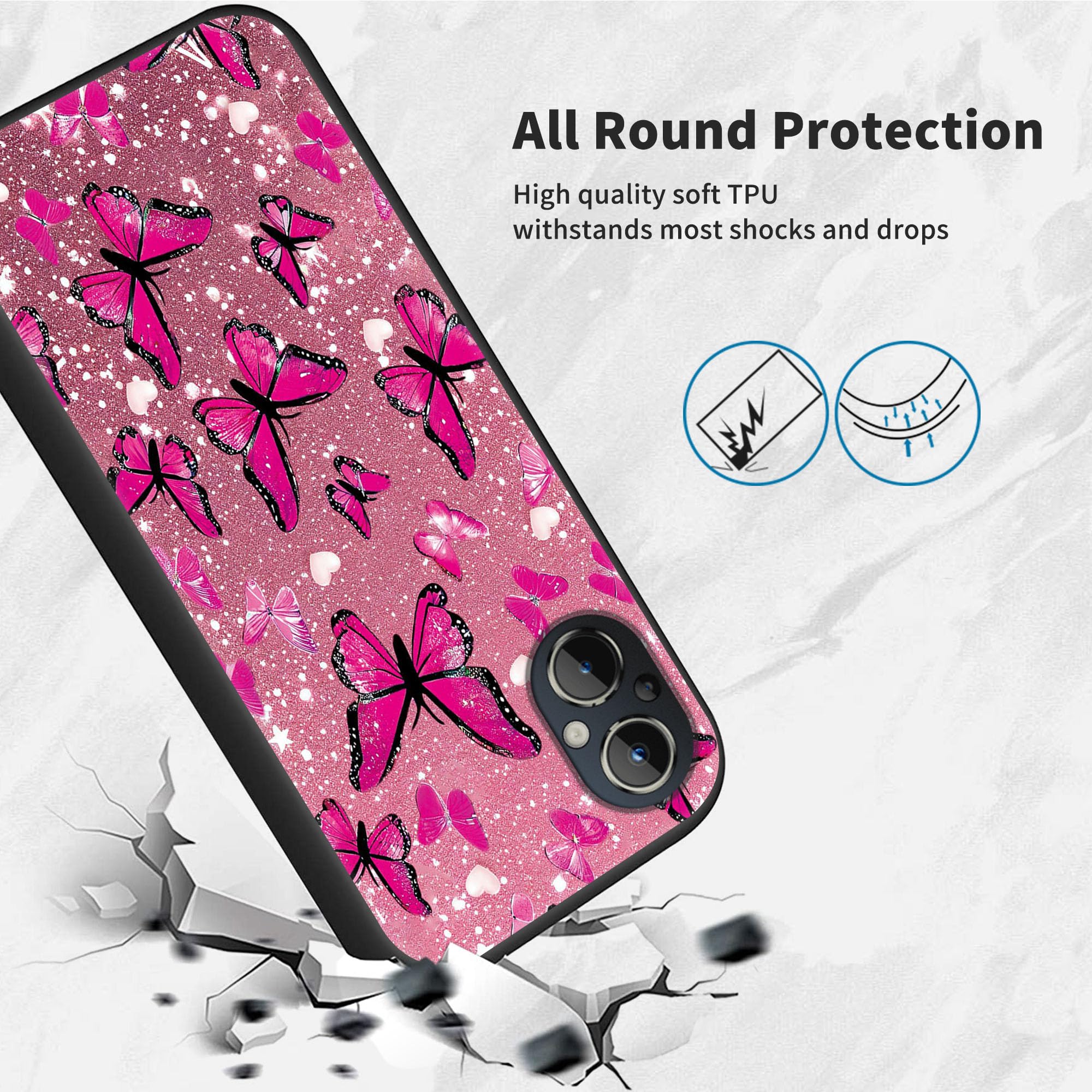 RYUITHDJP for Oneplus Nord N20 5g Phone Case 6.43" Butterflies Girl Design, Phone Case for Oneplus Nord N20 Case TPU Stylish Protective Cover