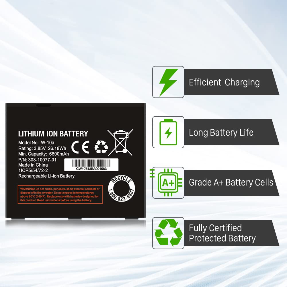 SHENMZ W-10a Battery, [6800mAh] Ultra High Capacity Replacement Battery for Netgear MR1100 AT&T Nighthawk M1 LTE Mobile Hotspot Router Netgear W-10 W-10A