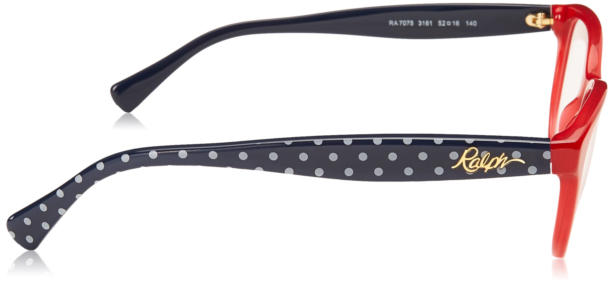 Ralph by Ralph Lauren Women's RA7075 Cat Eye Prescription Eyewear Frames, Shiny Opaline Red/Demo Lens, 52 mm