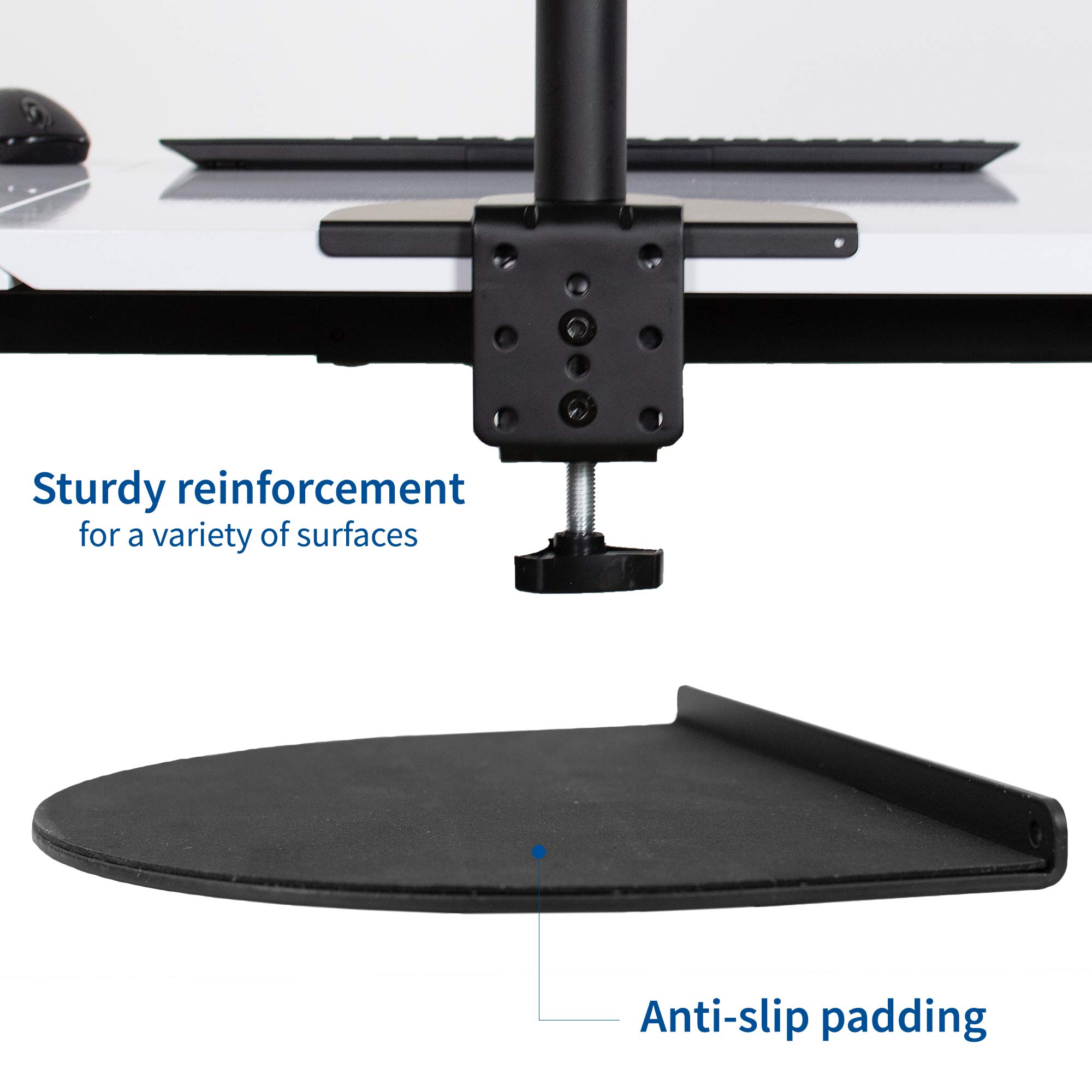 VIVO Steel Reinforcement Bracket Mount Plate for Thin, Glass, and Other Fragile Table Tops, Clamp Compatible with Most Monitor Stand C-Clamp Installations, Black, STAND-AC01R