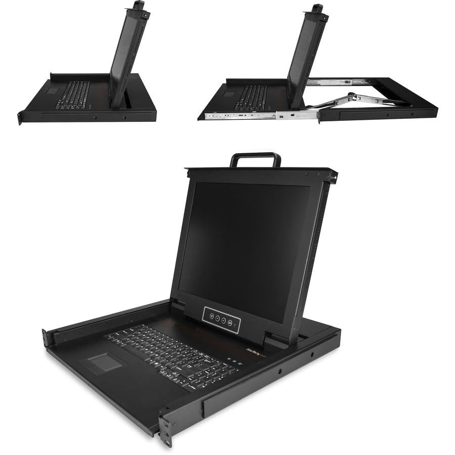 StarTech.com Rackmount KVM Console - Single Port VGA KVM with 17" LCD Monitor for Server Rack - Fully Featured Universal 1U LCD KVM Drawer w/Cables & Hardware - USB Support - 50,000 MTBF (RKCONS1701)
