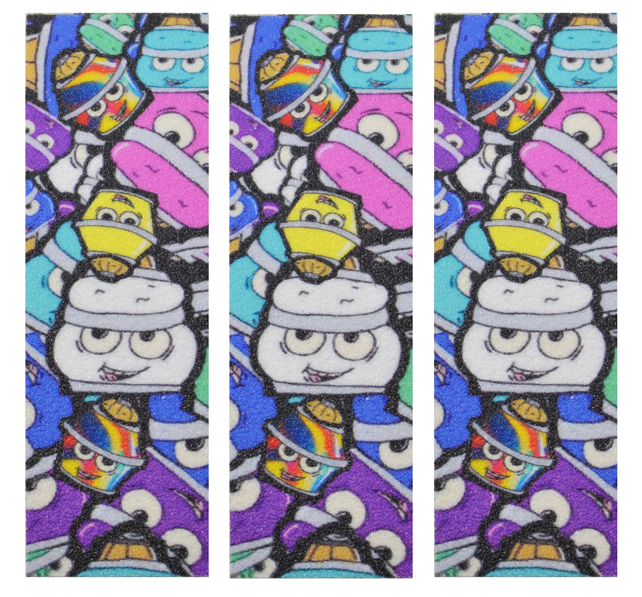 Teak Tuning 3PK Premium Fingerboard Skate Grip Tape, Bubble Bushing Collage Edition 38mm x 114mm - Set of 3 Sheets