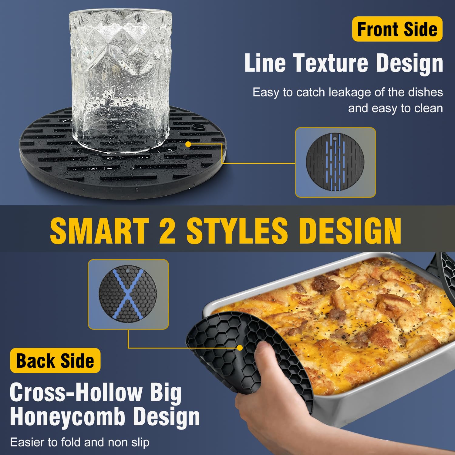 Ydeapi Trivets for Hot Dishes, Multi-Purpose Silicone Trivet, Heat Resistant Pot Holder, Hot Pads for Kitchen, Quartz Countertops, Hot Pots and Pans, 4 Pack