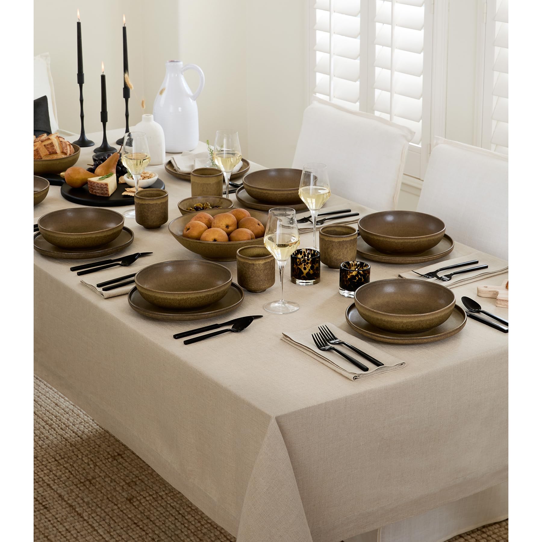Solino Home Linen Tablecloth β 100% Pure Linen Summer Natural Tablecloth 60 x 144 Inch β Machine Washable Rectangle Tablecloth β Fete