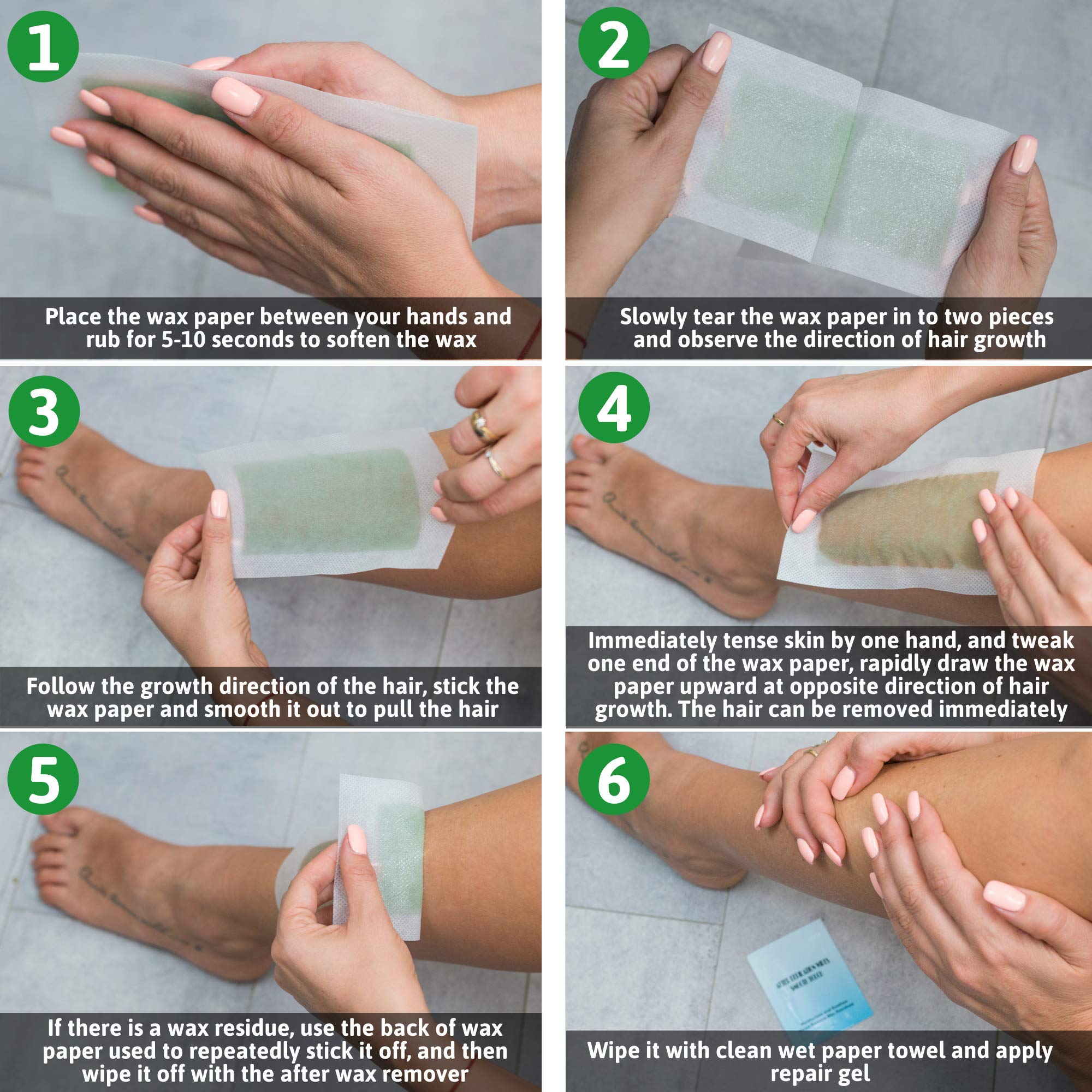 Waxing Strip hair removal - Waxing Kit Wax Strips + After Care Oil (40 Strips)