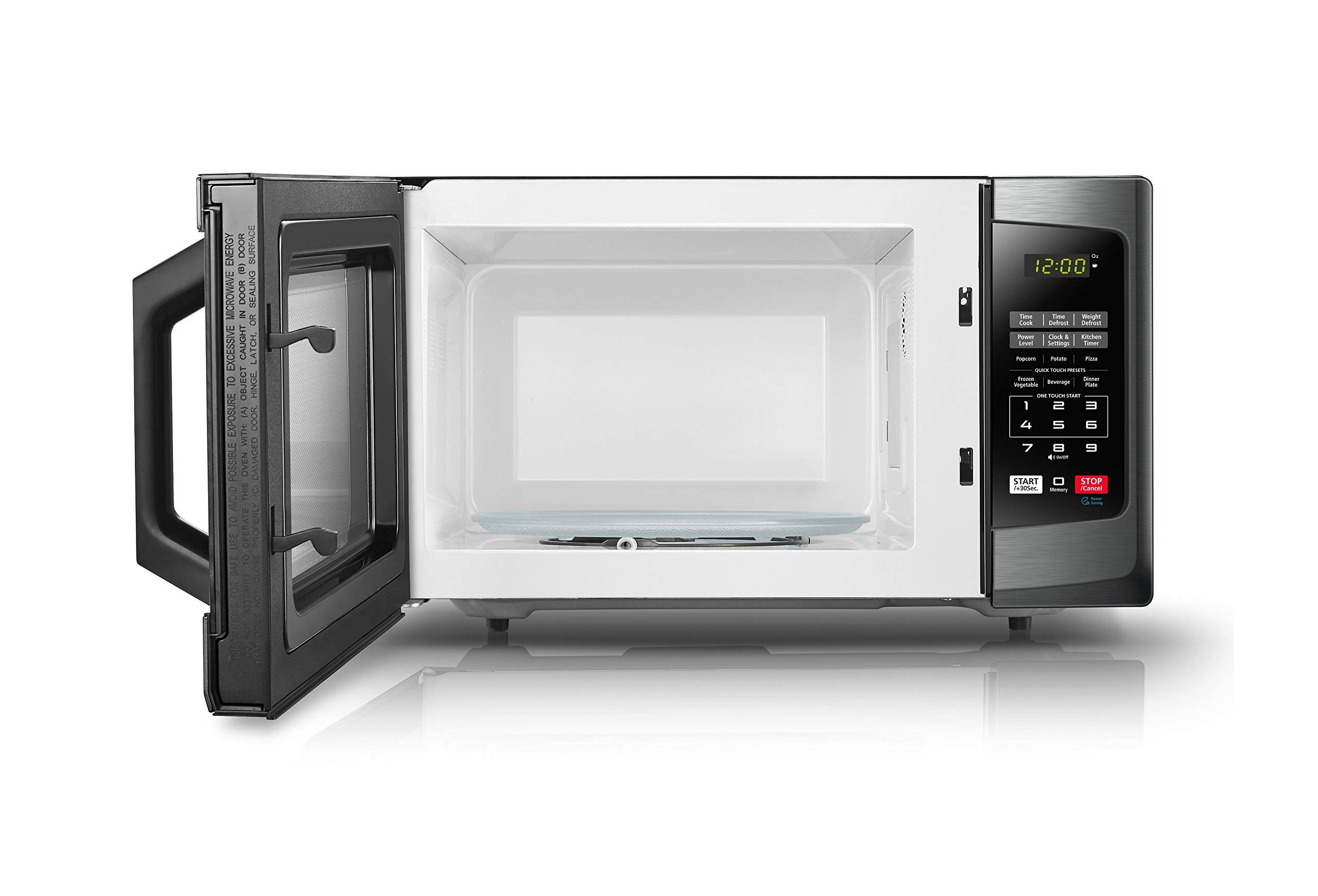 Toshiba EM925A5A-BS Microwave Oven with Sound On/Off ECO Mode and LED Lighting, 0.9 Cu.ft, Black Stainless (Renewed)