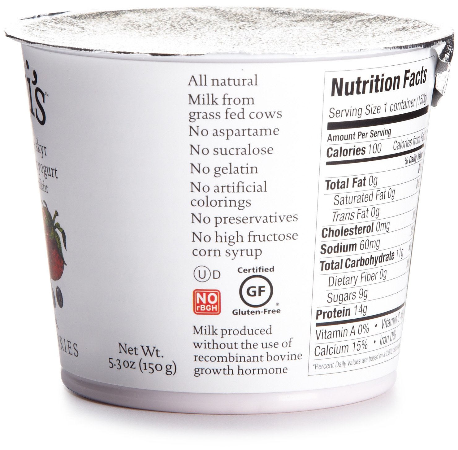 siggi's® Icelandic Strained Nonfat Yogurt, Acai Mixed Berry, 5.3 oz. Single Serve Cup – Thick, Protein-Rich Yogurt