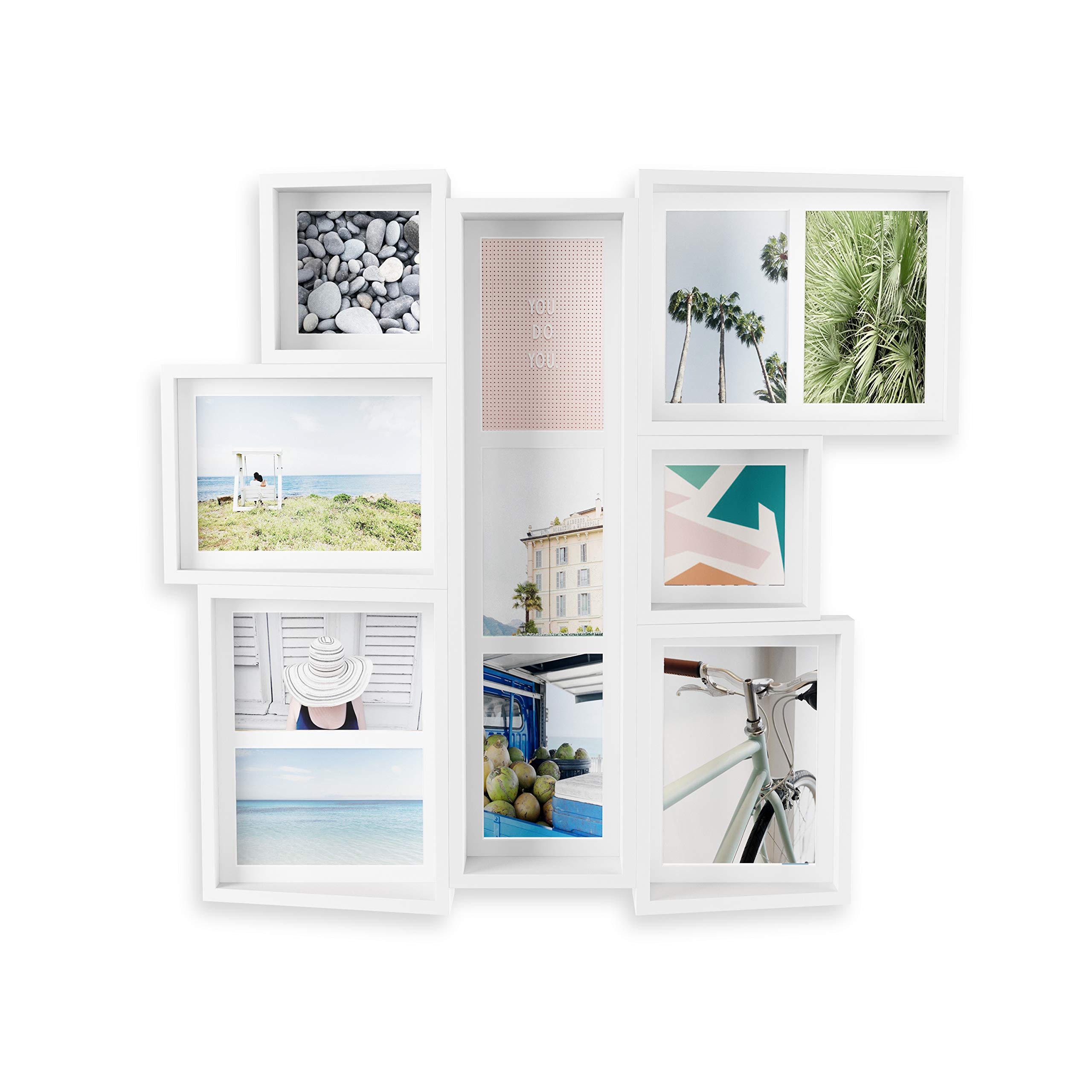 Umbra Edge Multi Wall Display – Collage Frame for Family Photos, Holiday Pictures and Prints, White
