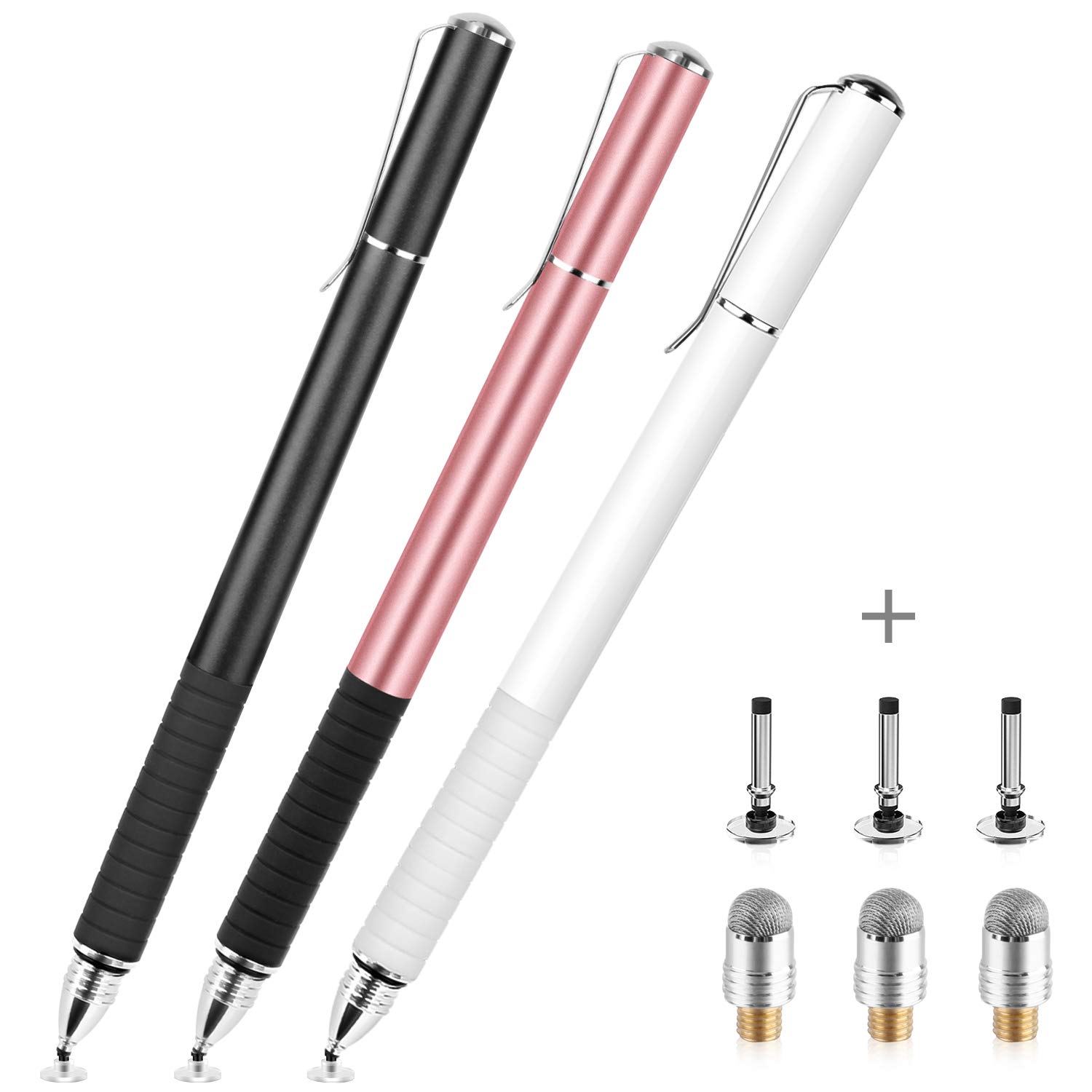 Waysse 3 Stylus Pens for Touch Screens, Capacitive Pen High Sensitivity & Fine Point, Universal Stylus with Clear Disc for iPhone X/8/8plus iPad/iPad Pro/iPad Mini and All Capacitive Touch Screens