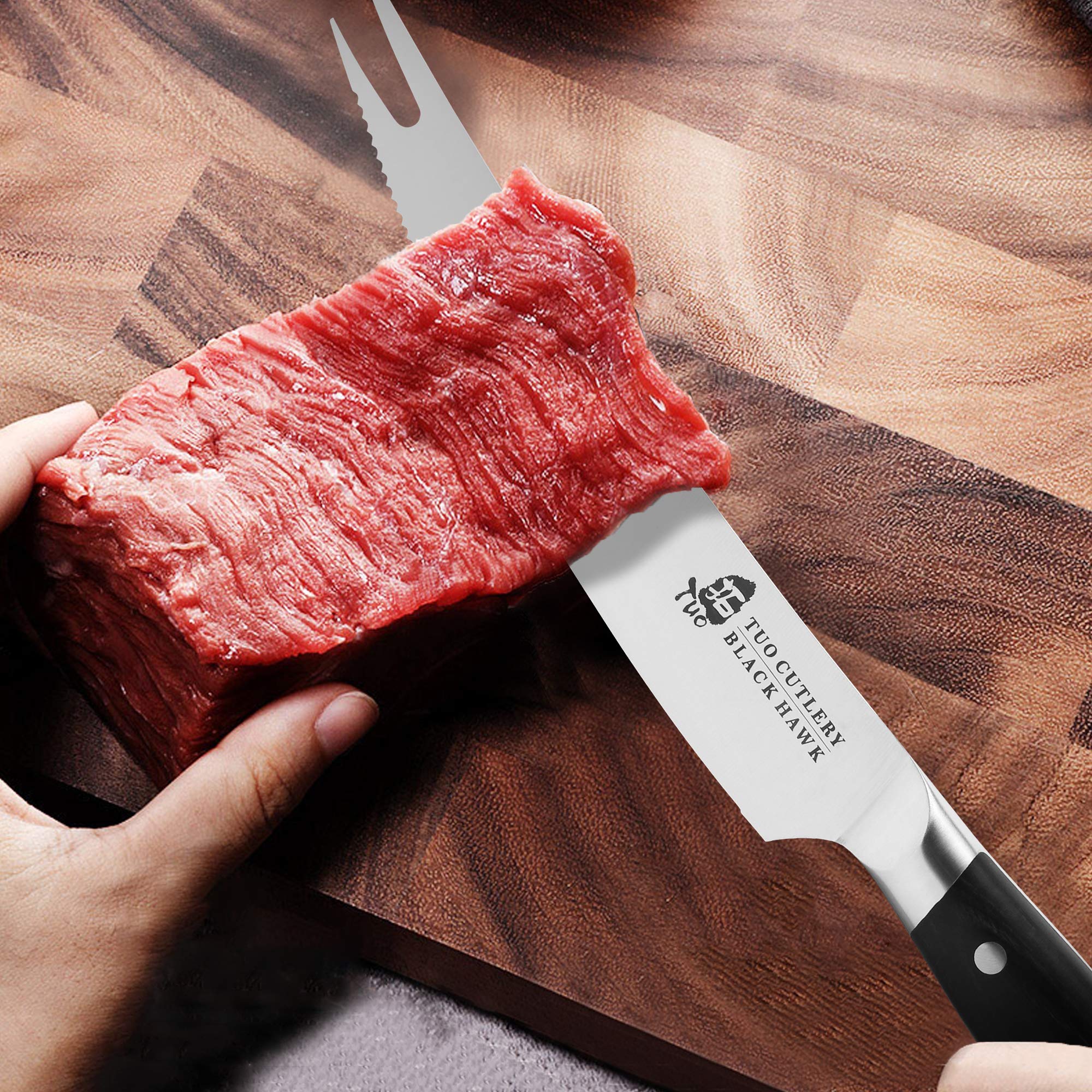 TUO Chef Knife - 6 inch Professional Kitchen Knife - Japanese Gyuto Knife - G10 Full Tang Handle - BLACK HAWK S Series with Gift Box