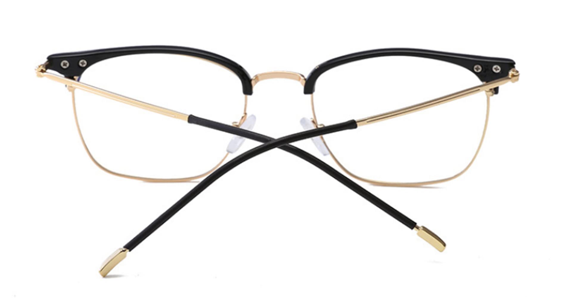 Shiratori Vintage Retro Half Frame Horn Rimmed Optics 43mm Clear Lens Glasses Gold