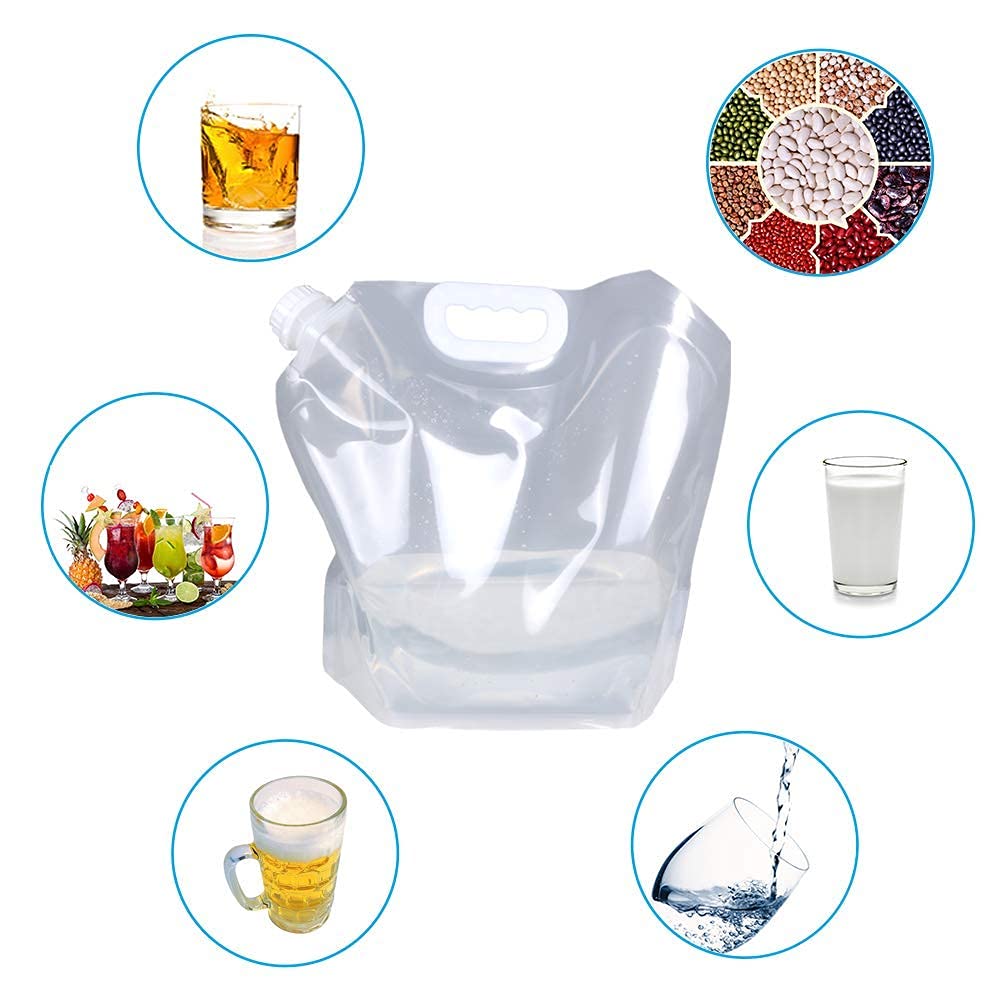 Soddeph 2.6 Gallon Collapsible Water Container Bag, BPA Free Food Grade Clear Plastic Storage Jug for Sport Camping Riding Mountaineer,Freezable,Food Grade (2.6 Gal, 4-pack)