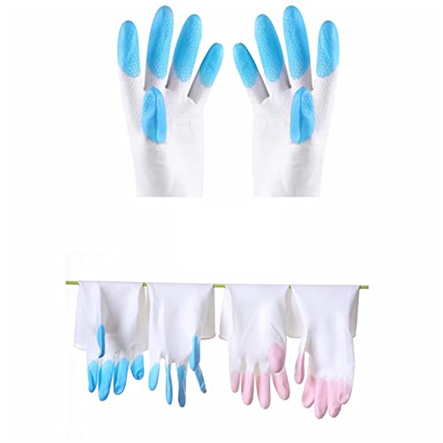 TEETSY Cleaning Gloves Household Gloves, Unlined, Long Sleeves, Kitchen Clean, Blue, Medium (Color : 3, Size : Medium)