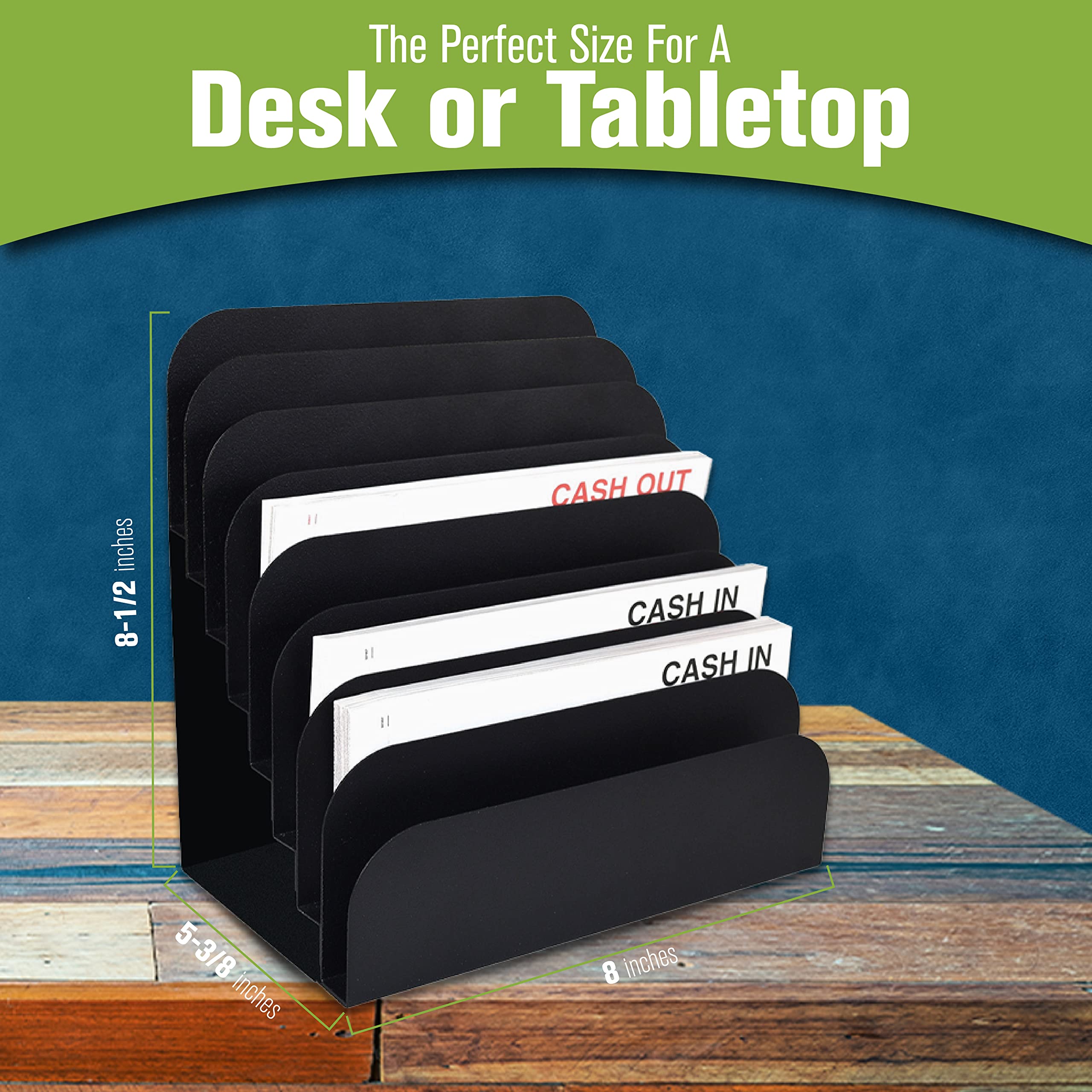 STEELMASTER by BankSupplies Steel Cashier Pad Rack | 8 Slot File & Desk Organizer | Paper Organizer | Black Powder Coat Finish | Scratch & Chip-Resistant | Forms, Applications, Deposit Slips & Checks