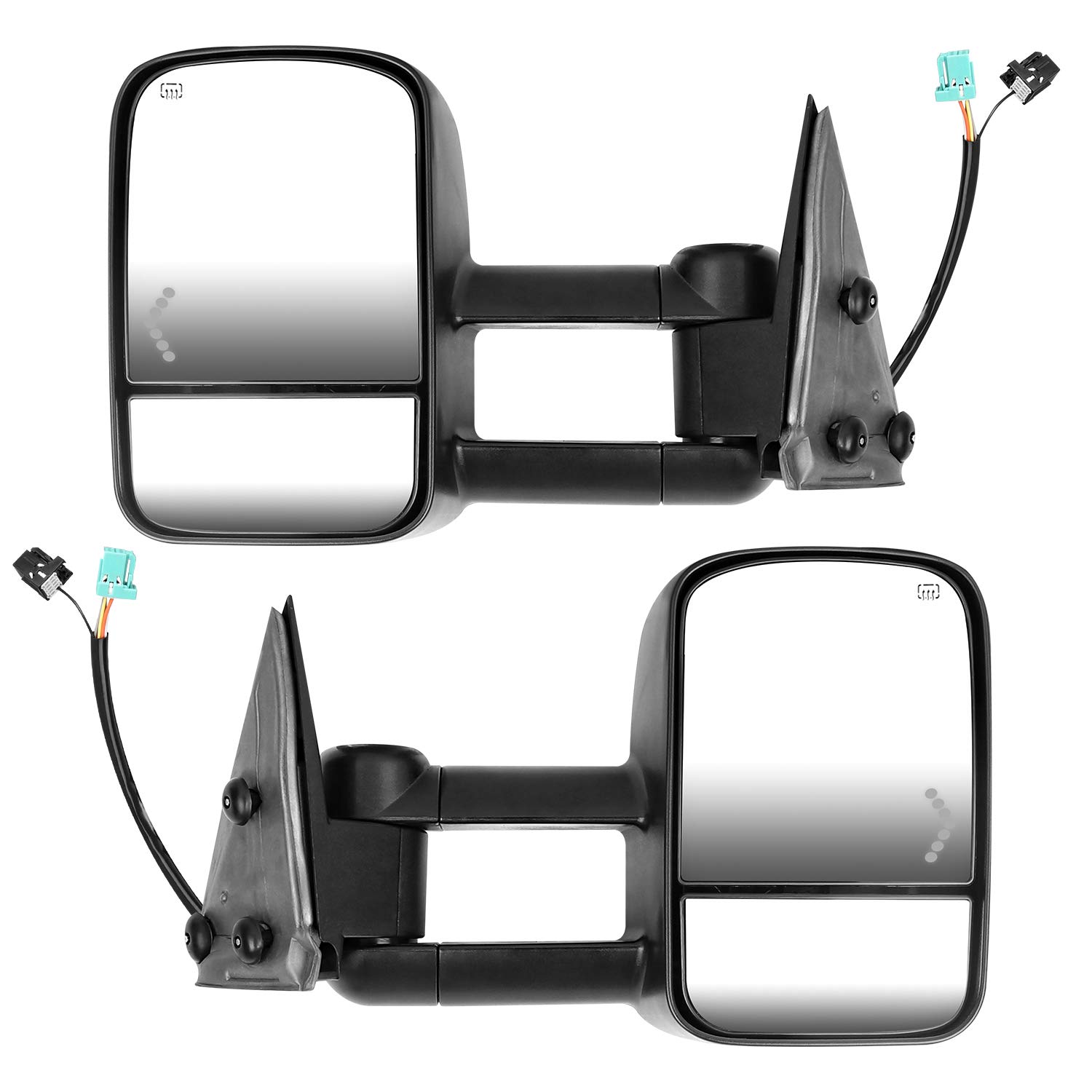 Towing Mirrors for Chevy Silverado, AAIWA Side Mirror for GMC Sierra, Power Heated Tow Mirrors with Arrow Signal Light for 2003-2007 GMC Sierra Silverado, 2 PCS