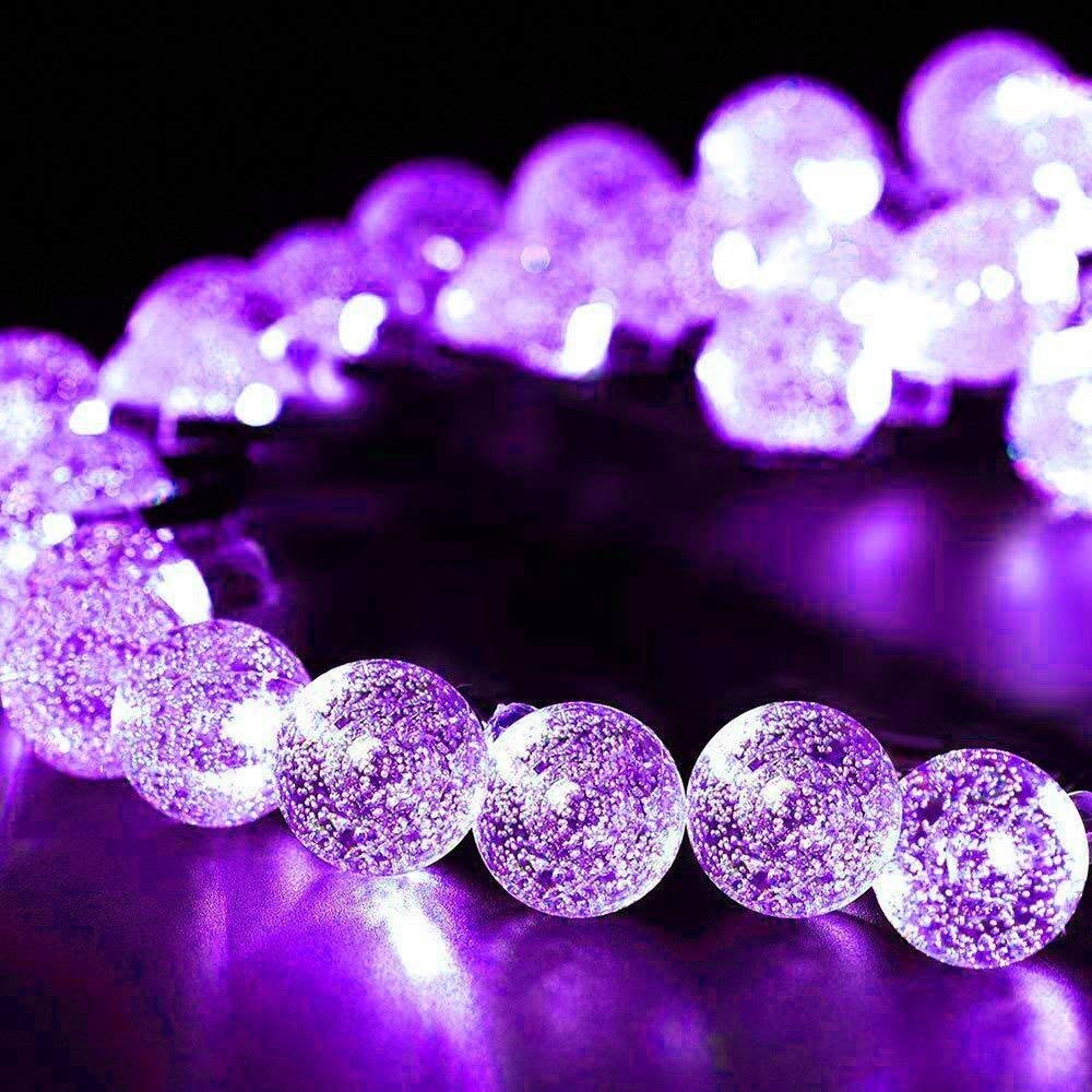 WDWL Solar String Light, 20LED, 5m Outdoor Crystal Ball Christmas Decorative Lights Christmas Tree Lawn Home Garden, Dew Purple Waterproof Solar Lamp