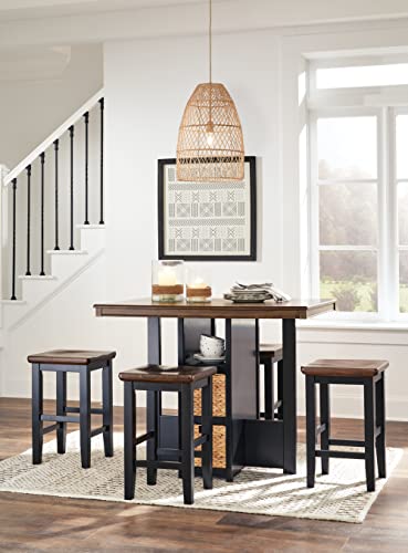 Signature Design by Ashley Dolingham Modern Counter Height Dining Table Set with Storage, Set of 5, Black & Dark Brown