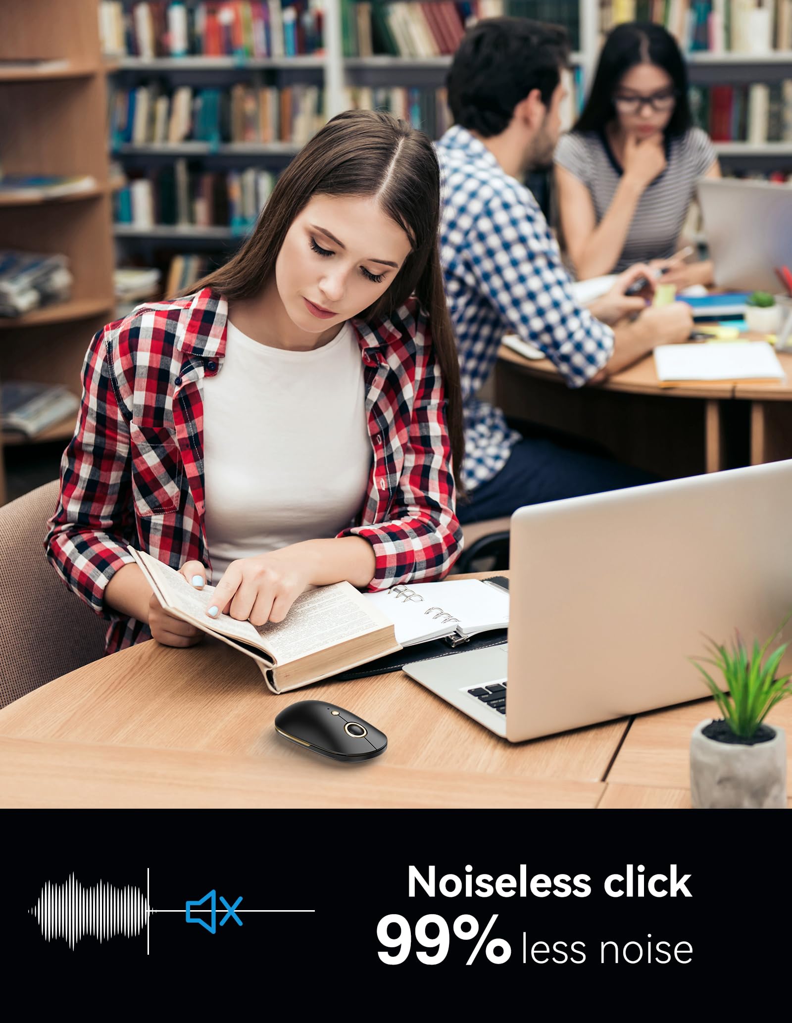 TECKNET Wireless Mouse for Laptop, 2.4Ghz USB-A Computer Mouse Wireless, 4800 DPI Ambidextrous Silent Mouse for Quiet Click, Slim Portable Wireless Mouse Compatible with Chromebook MacBook Pro Air