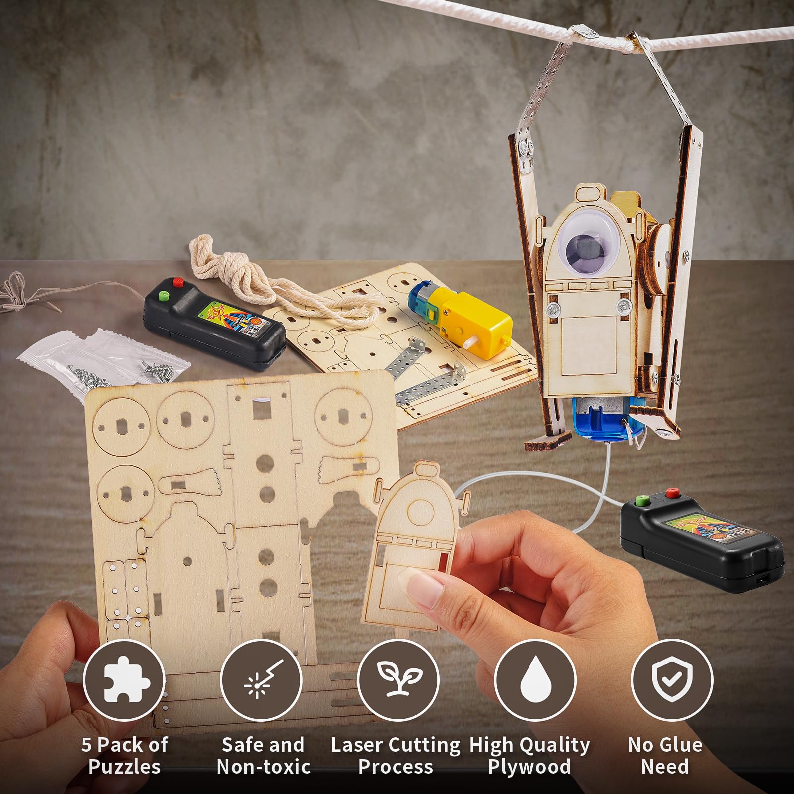 STEM Kits for Kids Ages 8-10-12, Robot Building Crafts Kit for Boys Age 6-8, Wood Science Projects, 3D Wooden Puzzles, Woodworking Model Stem Toys for 5 6 7 8 9 10 11 12 13+