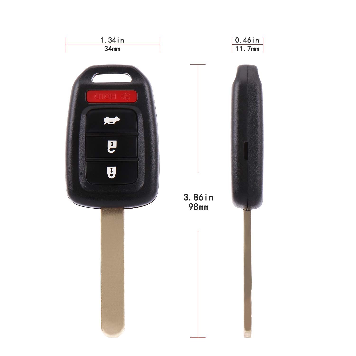 VOFONO Entry Remote Car Key Fob Compatible with Honda Accord 2013-2016, CR-V 2014-2015, Civic 2014-2015 (MLBHLIK6-1T)