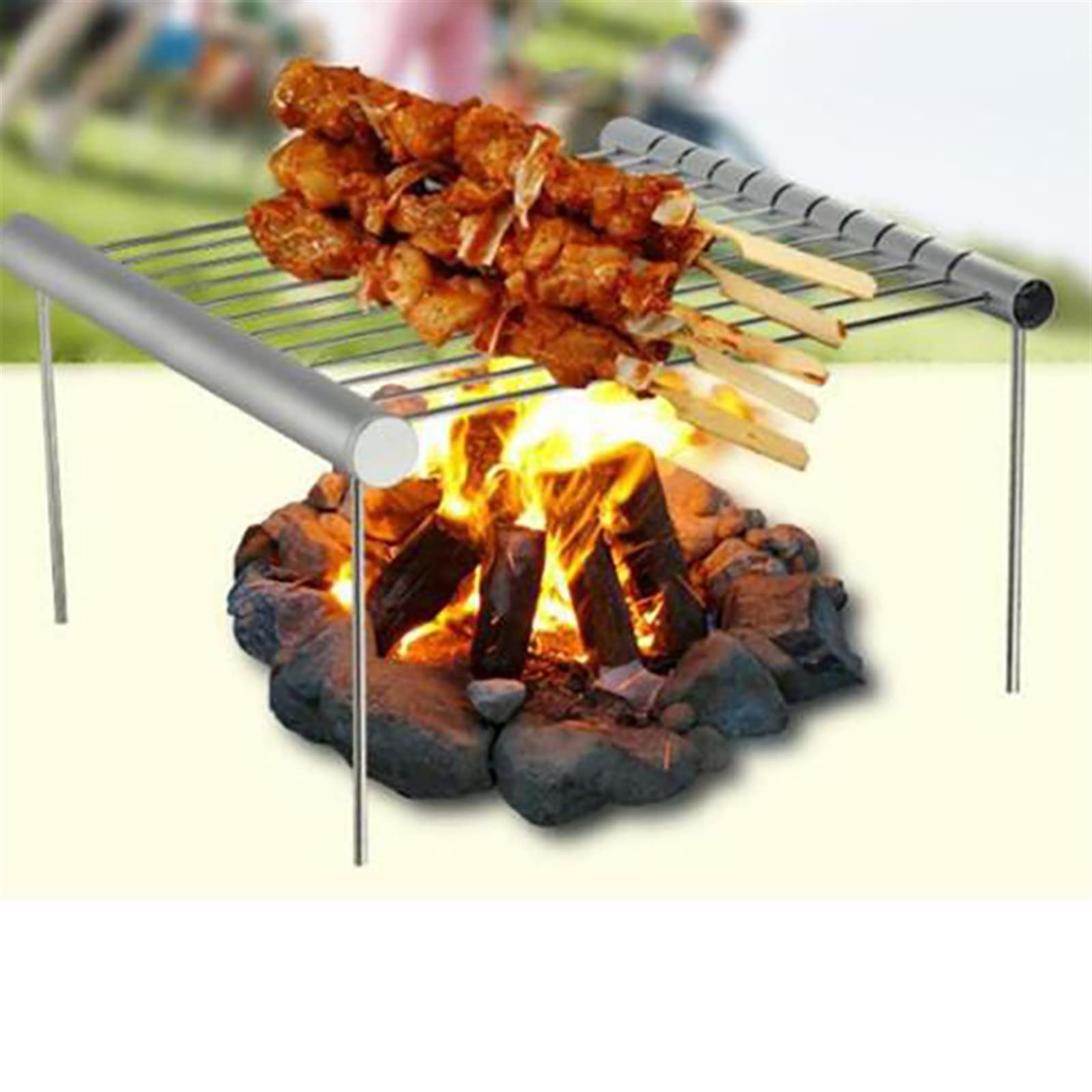 TAMYID Charcoal Grills, Portable Mini Stainless Steel BBQ Grill Outdoor Camping Backpacking Picnic Charcoal Barbeque Rack Foldable