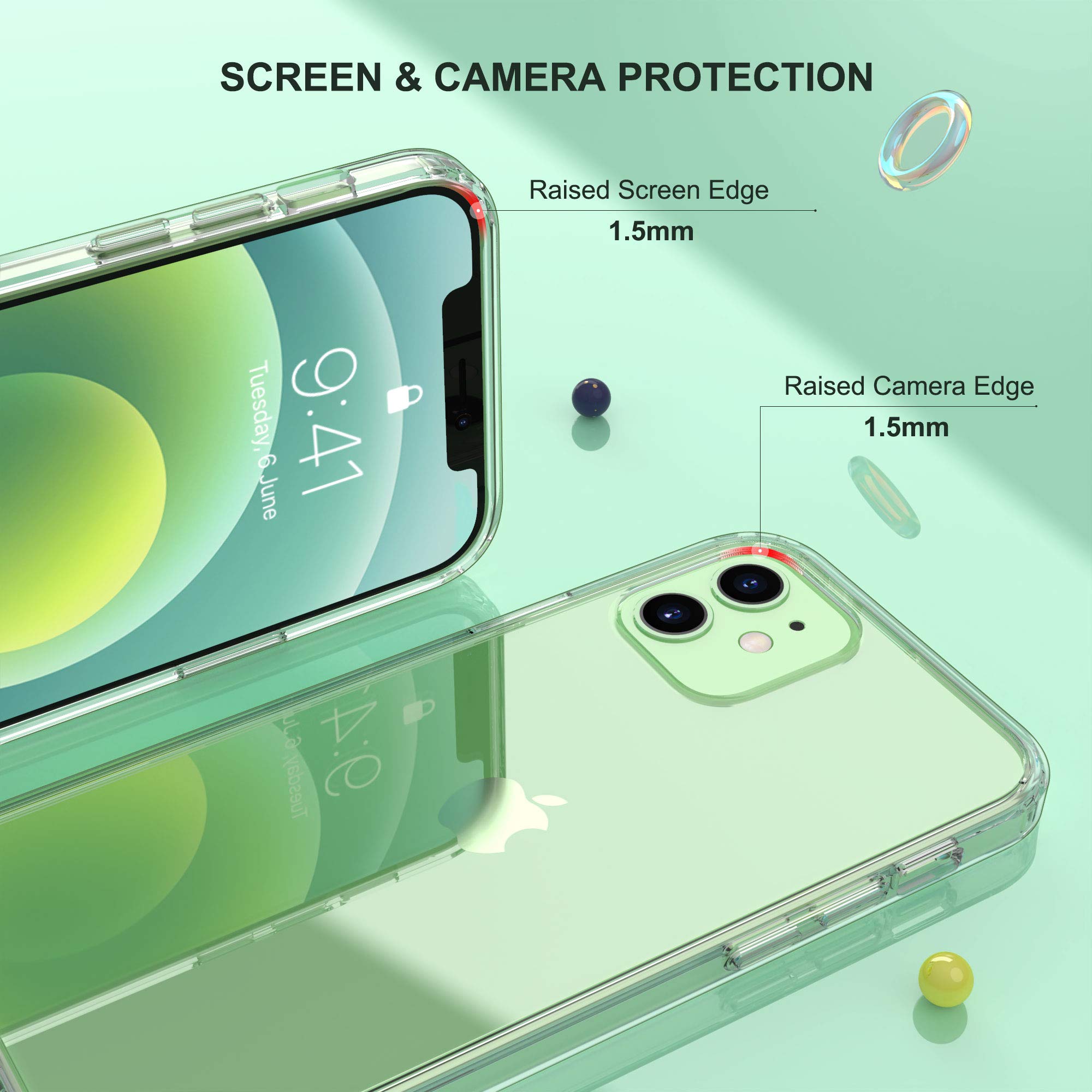 ULAK Clear Case for iPhone 12/iPhone 12 Pro, Hybrid Protective Slim Transparent Anti-Scratch Shock Absorption TPU Bumper Cover Designed Phone Case, Crystal Clear
