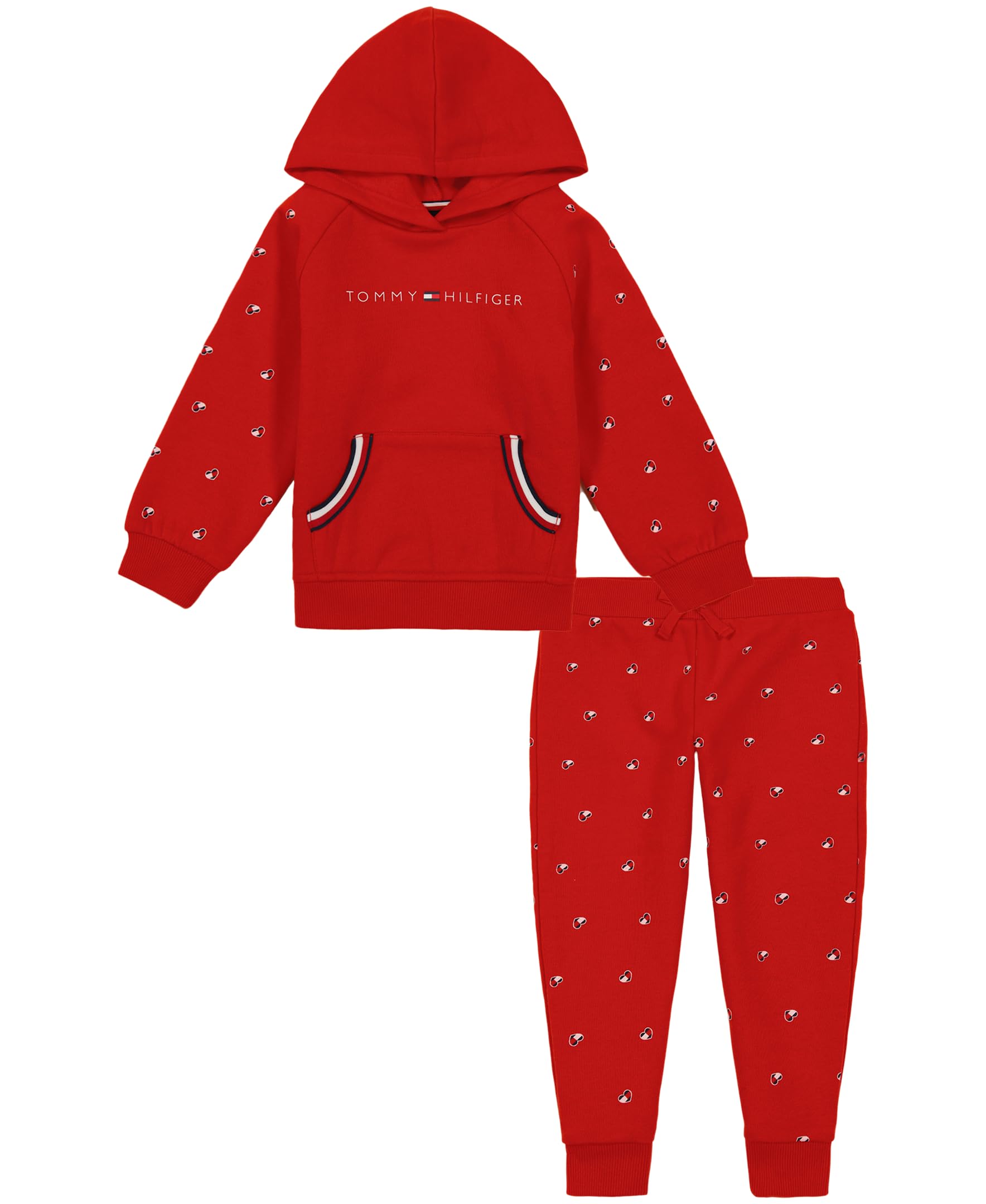 Tommy Hilfiger Girls 2-Piece Pullover & Jogger Set, Everyday Casual Wear, Comfortable & Stylish Fit, Aurora Pink