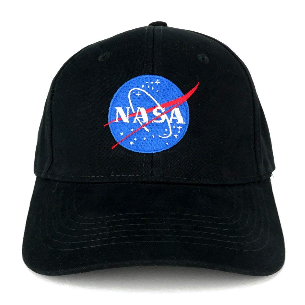 Top Level Apparel NASA Logo Embroidered 100% Cotton Baseball Dad Hat Black