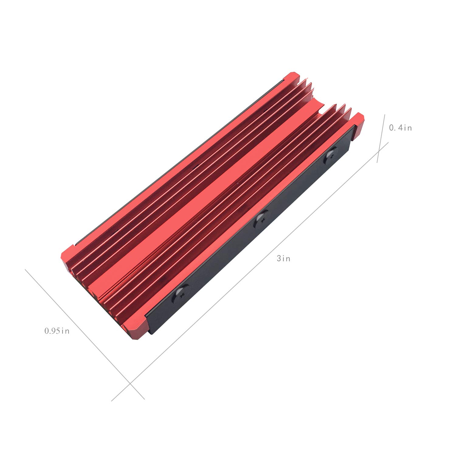 Voice on growth NVMe M.2 Aluminum Heatsink Cooler for 2280 M2 SSD Heat Sink with Silicone Thermal Pad (red)