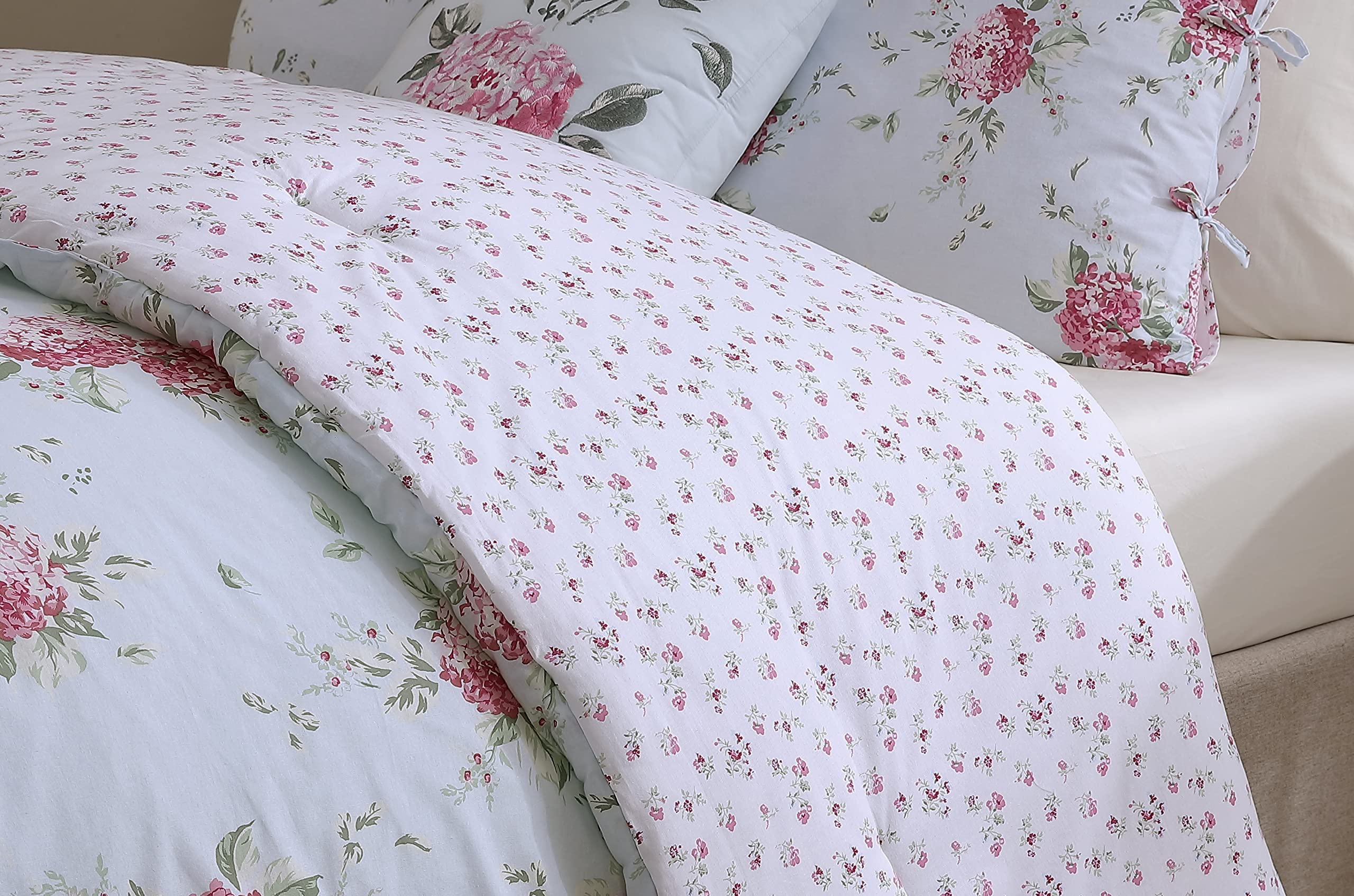 Shabby Chic® - King Comforter Set, Reversible Cotton Bedding with Matching Shams, Elegant Floral Home Decor for All Seasons (Chloe Blue, King)