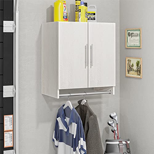 SystemBuild Evolution Camberly 2 Door Wall Cabinet with Hanging Rod, 1, Ivory Oak