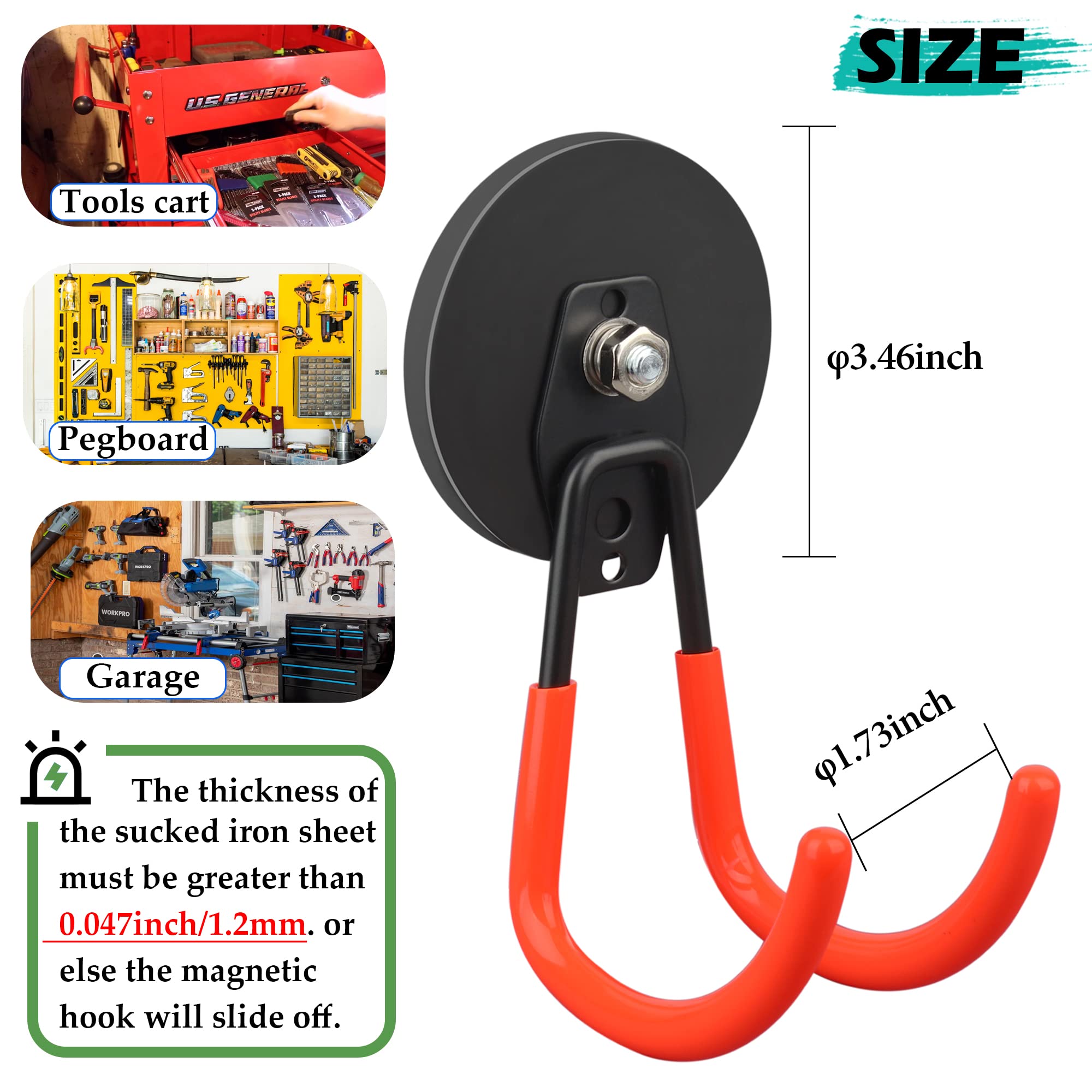 ULIBERMAGNET Strong Magnetic Storage Hooks,Heavy Duty Magnetic Garage Storage Tool Organizer