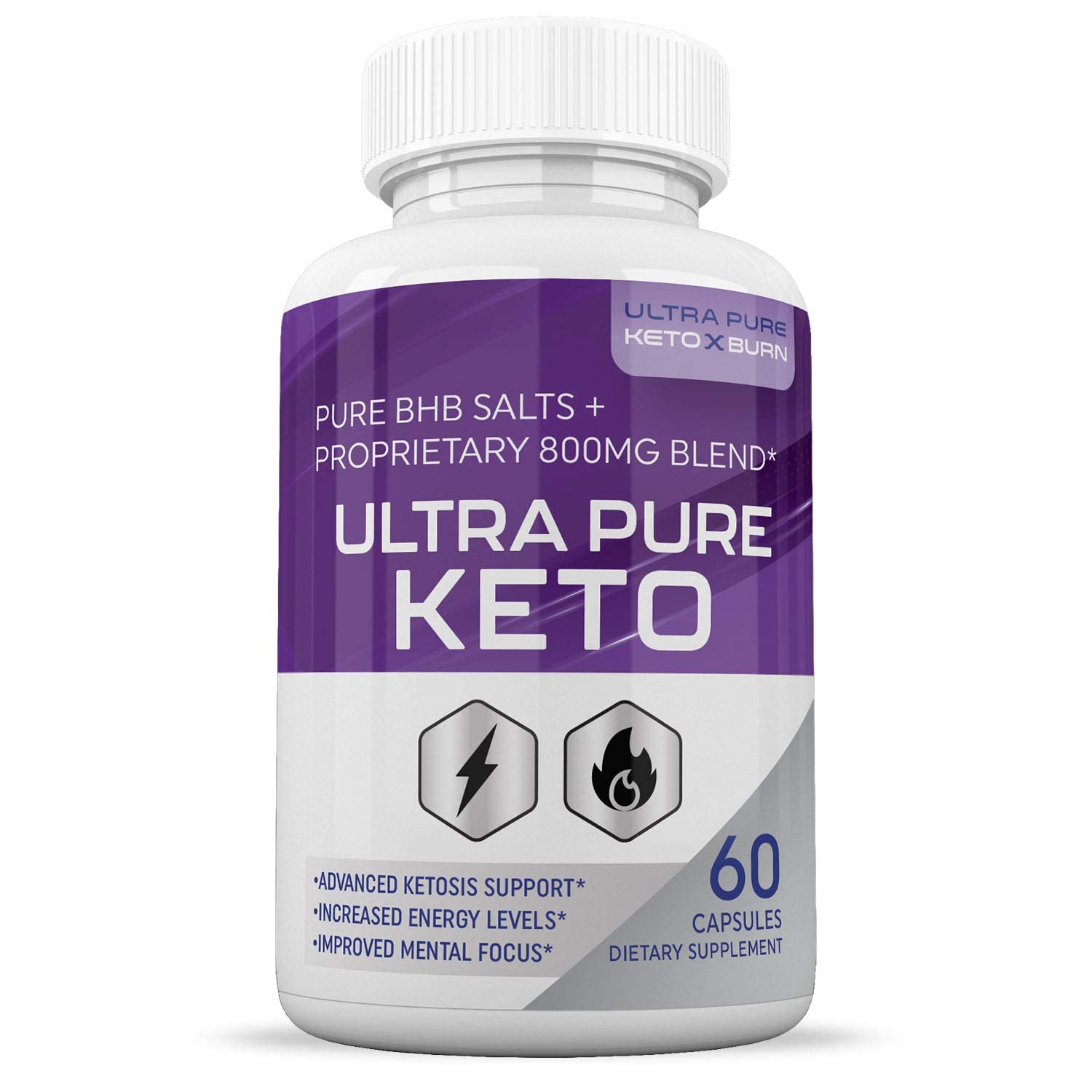 Ultra Pure Keto X Burn Pills Advanced BHB Ketogenic Supplement Exogenous Ketones Ketosis for Men Women 60 Capsules 3 Bottles