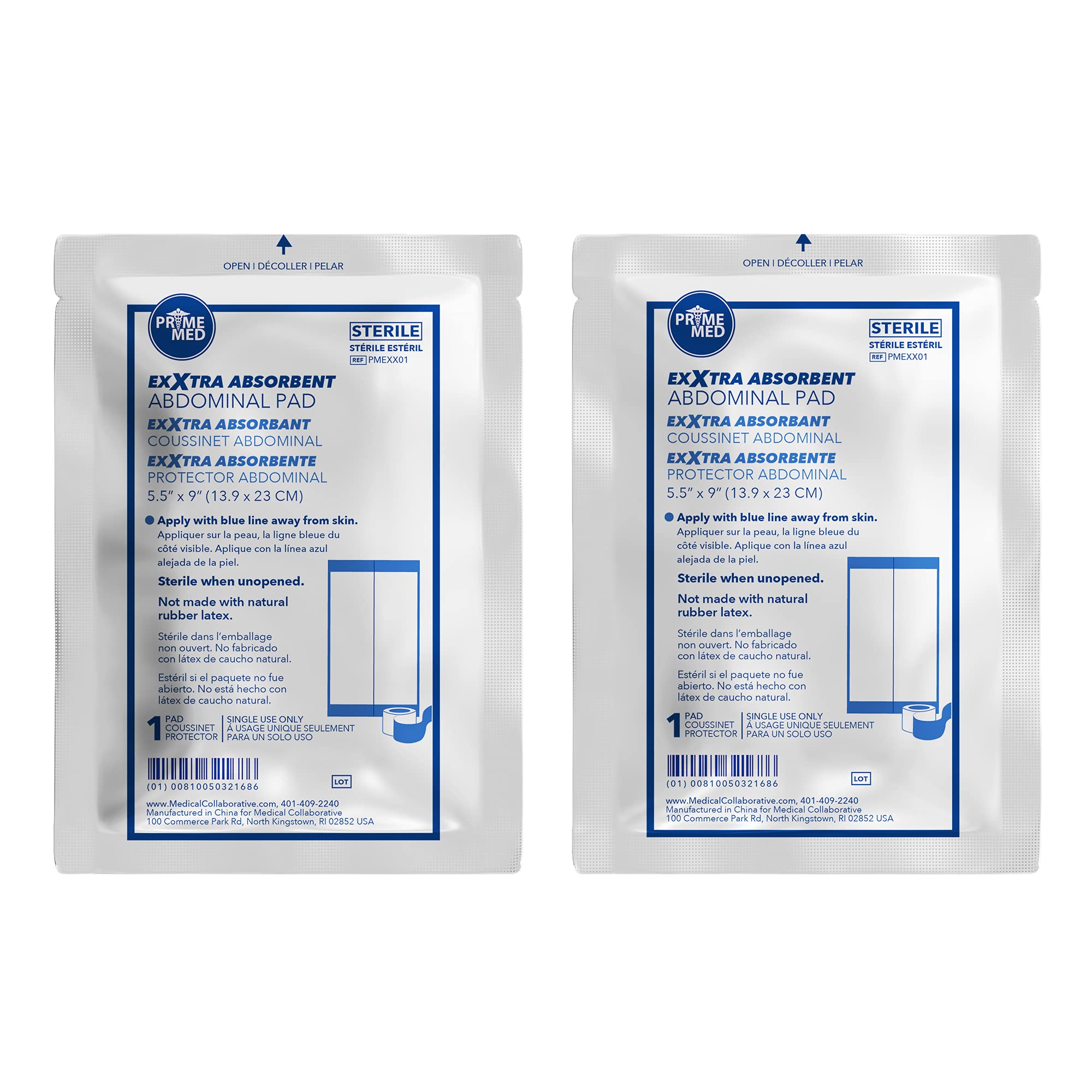 Sterile Abdominal Pad 5 inch x 9 inch Combination Pads, 25 Pack of ABD Pads