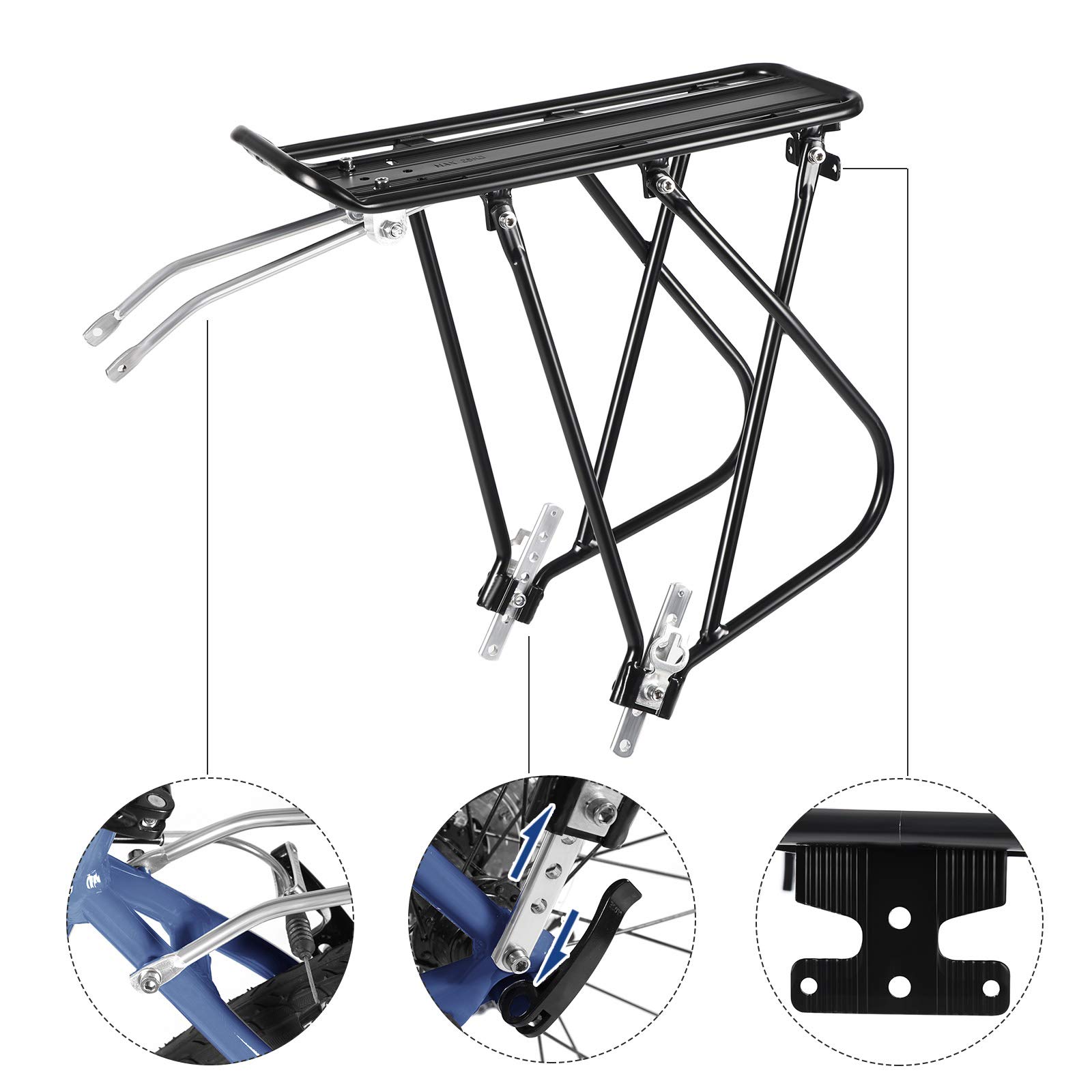 SONGMICS Bike Cargo Rack for Linear-Pull Brakes, Rear Bike Carrier USBC01B