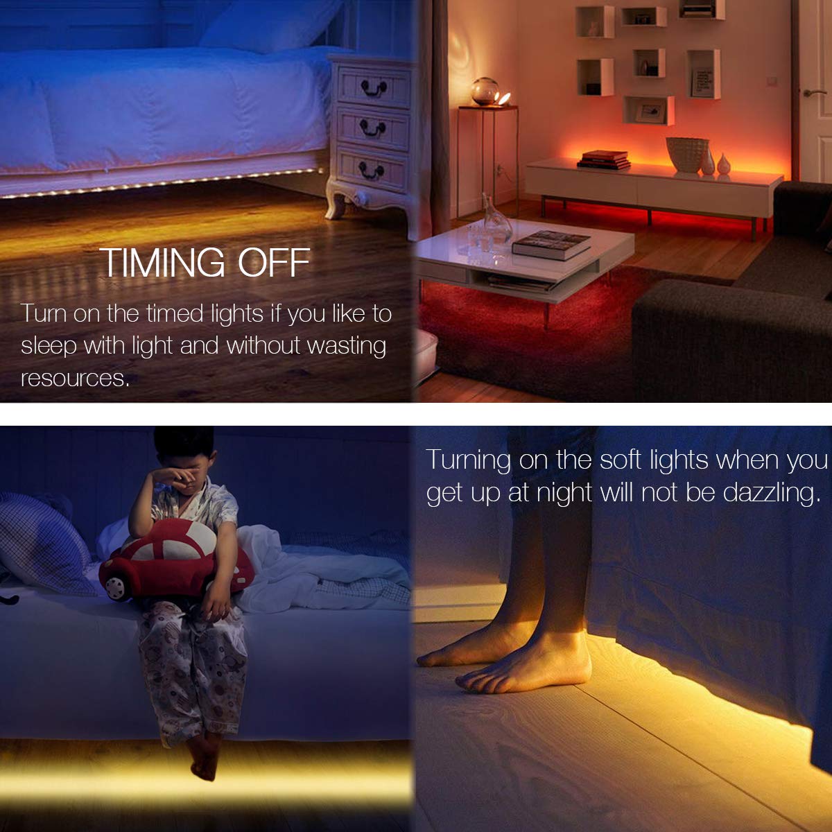 Tenmiro LED Strip Lights, 16.4ft Sync to Music LED Light Strip, RGB 5050 LED Strip Kit with 24-Key RF Remote Controller, Color Changing Music LED Strip Home Lighting Kitchen Bedroom Decoration