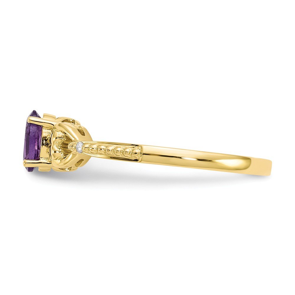 Sonia Jewels Size - 4-10k Yellow Gold Purple Simulated Amethyst Diamond Engagement Wedding Ring (.01 cttw.) (2mm)
