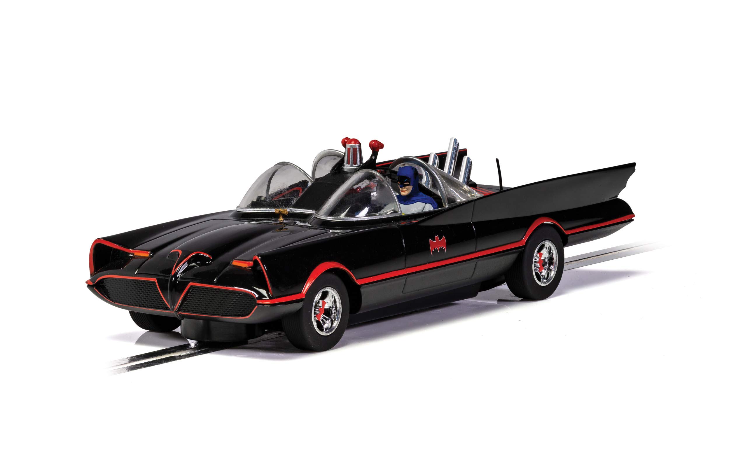 Scalextric Batmobile from 1960's Batman Television Series 1:32 Slot Race Car C4175, Black & Orange