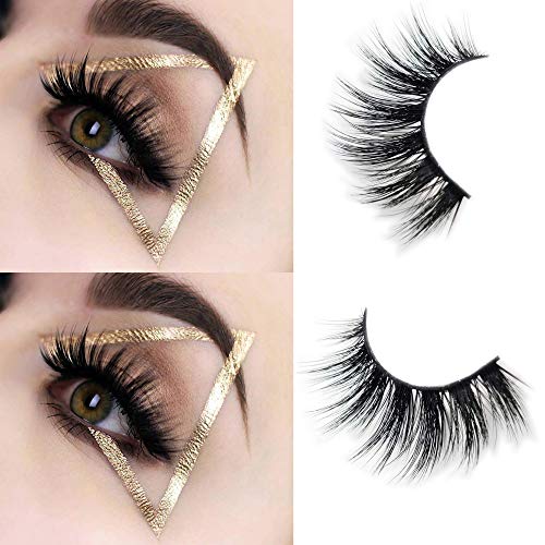 Veleasha Russian Strip Lashes and 5D Faux Mink Lashes ,Natural Lashes Wispy Fluffy False Eyelashes 2 Styles 2 Sets Pack