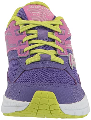 Saucony Cohesion 14 Lace to Toe Sneaker, Purple/Green, 2.5 US Unisex Big Kid