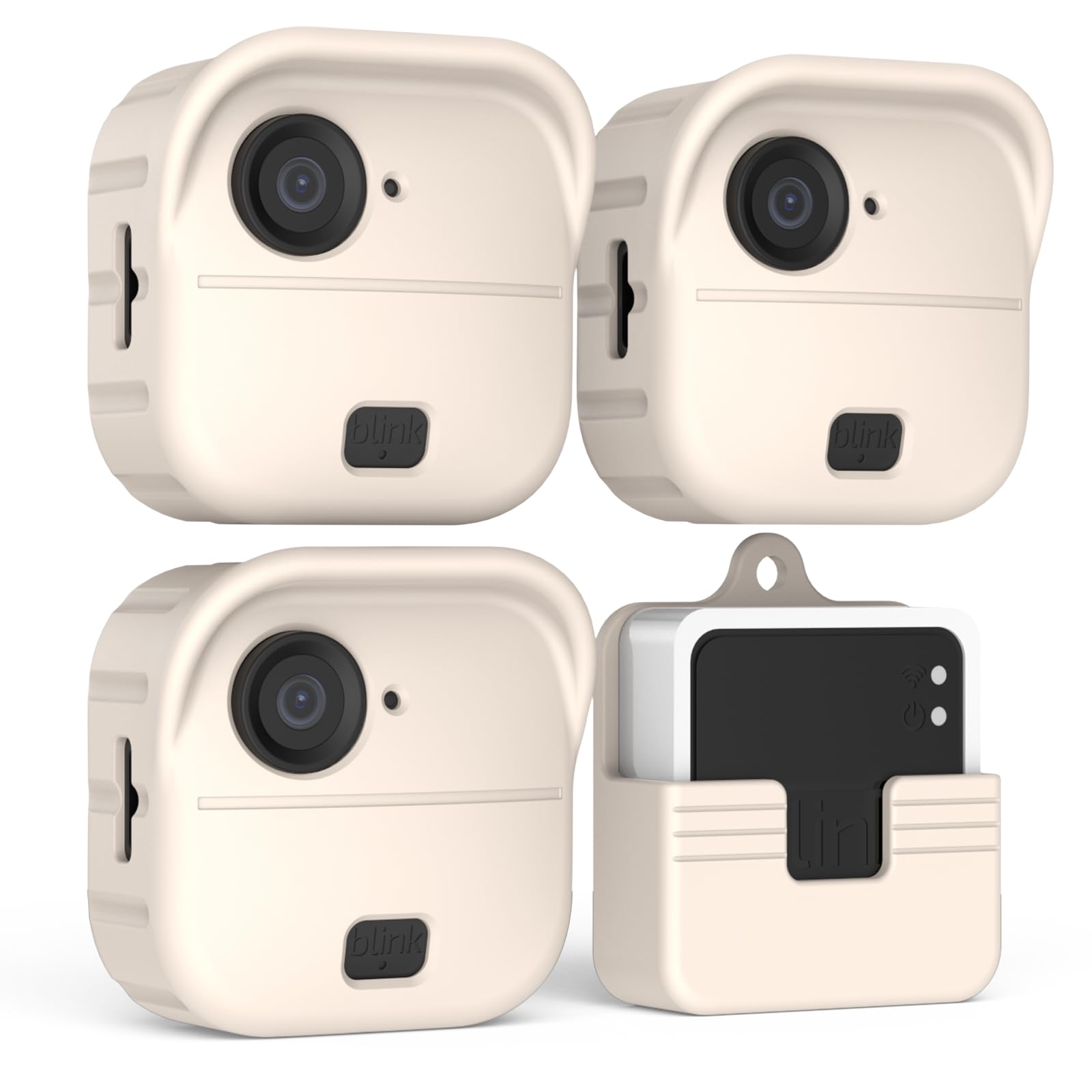 WOFRO 3Pack Silicone Protective Case for Blink Outdoor 4 (4th Gen), Silicone Skin Cover for All-New Blink Outdoor 4 Smart Security Camera Accessories with Sync Module 2 Wall Mount (Off white)