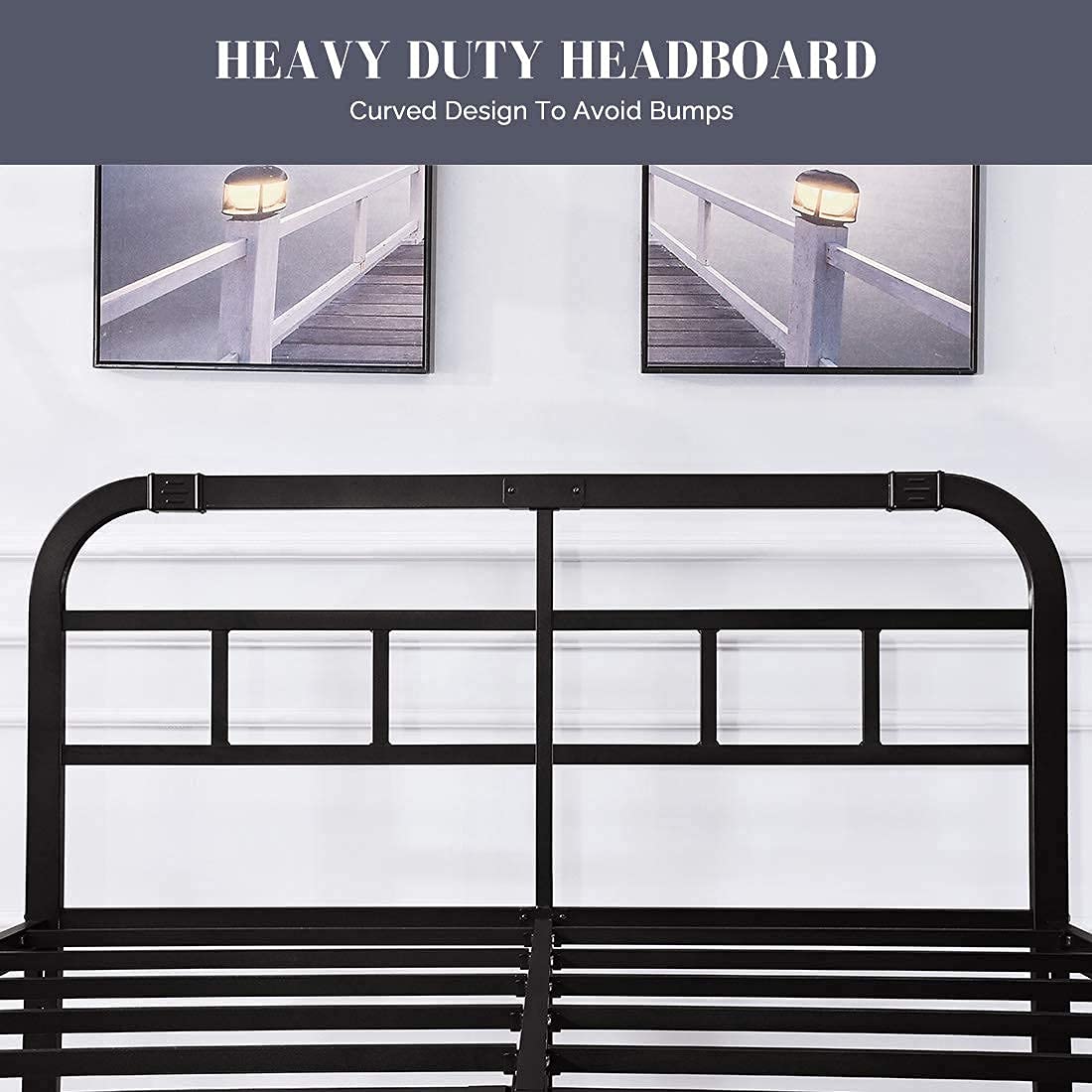 TATAGO 14 Inch King Bed Frame with Headboard, Heavy Duty Metal Platform Mattress Foundation, 3500lbs Max Weight Capacity, No Noise and No Box Spring Needed