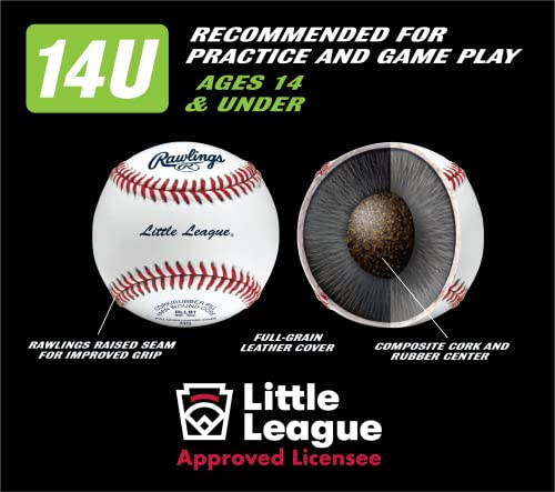 Rawlings | LITTLE LEAGUE Competition Grade Baseballs | RLLB1 | Youth/14U | Game/Practice Use | 12 Count