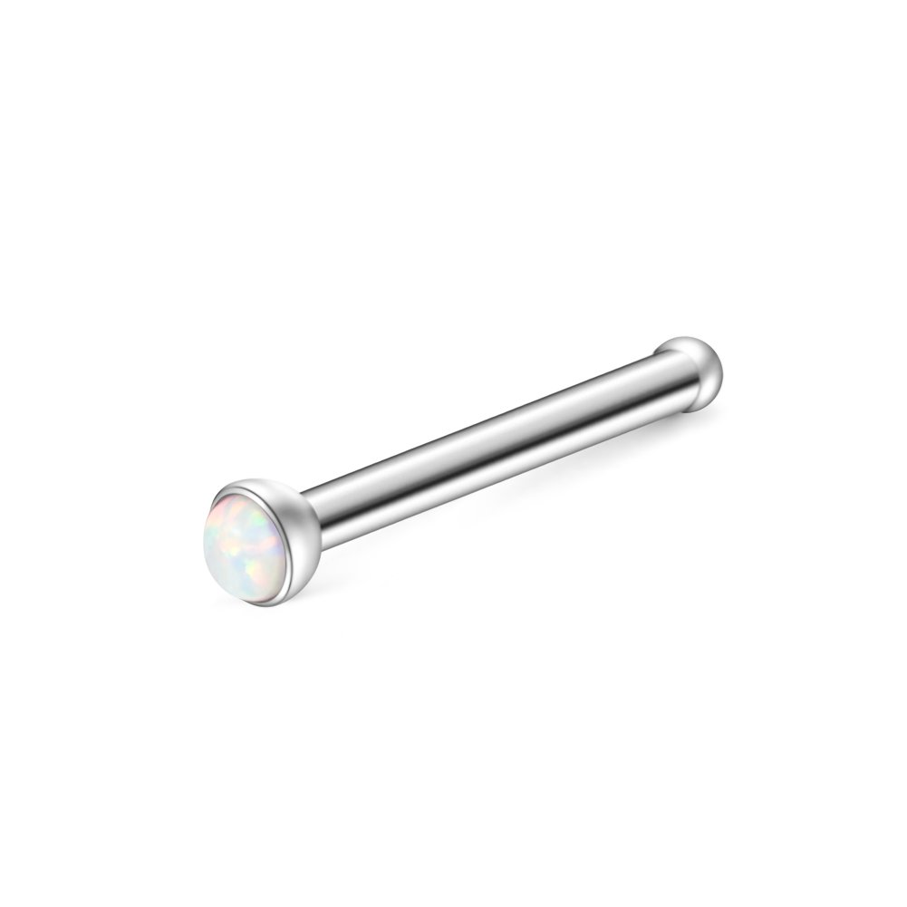 Ruifan 4PCS 20G 316L Surgical Steel 1.5mm Jeweled Mix Color Opal Nose Bone Studs Rings Pin Piercing Jewelry