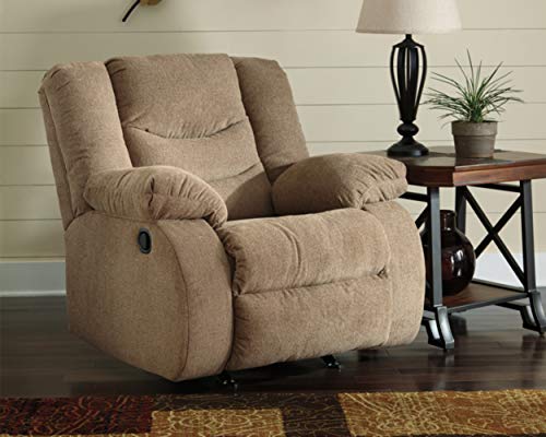 Signature Design by Ashley Tulen Modern Manual Pull Tab Rocker Recliner, Light Brown