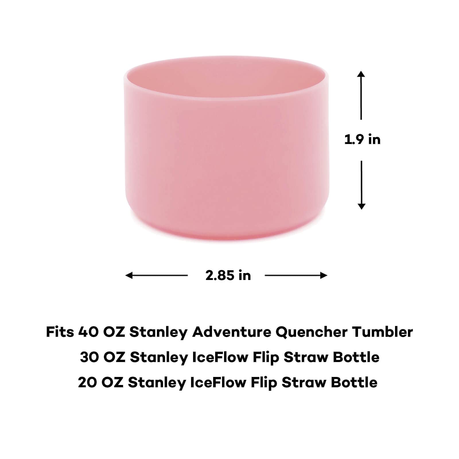 Silicone Boot for Stanley 40 oz Quencher Adventure Tumbler and IceFlow Flip 30 oz 20 oz, Stanley Cup Accessories Protector Sleeve Bottom Cover Bumper for Stanley 40 oz with Handle (Pink)
