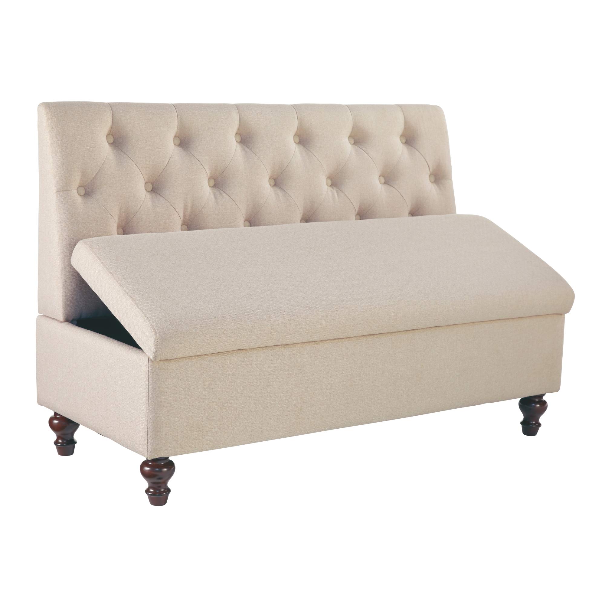 Signature Design by Ashley Gwendale French Country Tufted Back Storage Bench, Beige